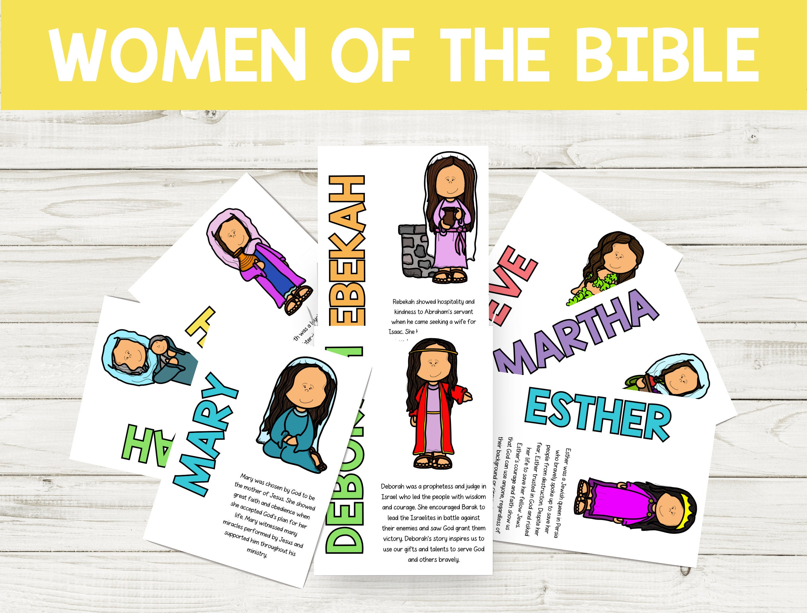 Women of the Bible Flashcards: Preschool Learning Activity (digital ...