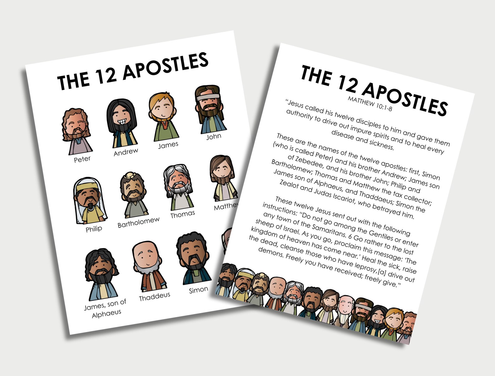 12 Disciples Bundle: Flashcards, Coloring Page, Matching Game (digital ...