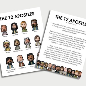 12 Disciples Bundle: Flashcards, Coloring Page, Matching Game (digital ...