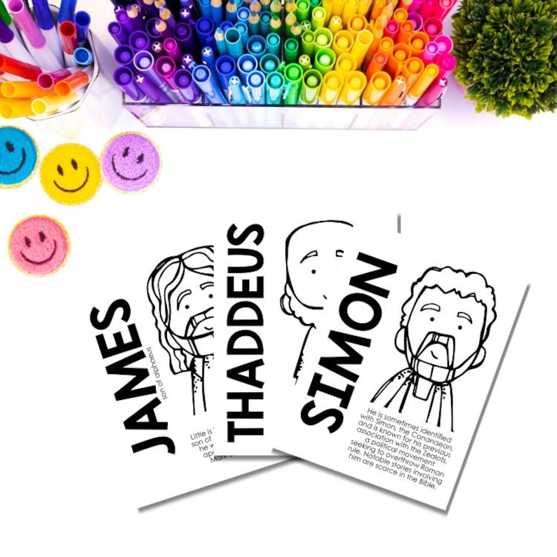 12 Apostles Coloring Cards: Jesus Disciples Fact Cards (PDF) - Etsy