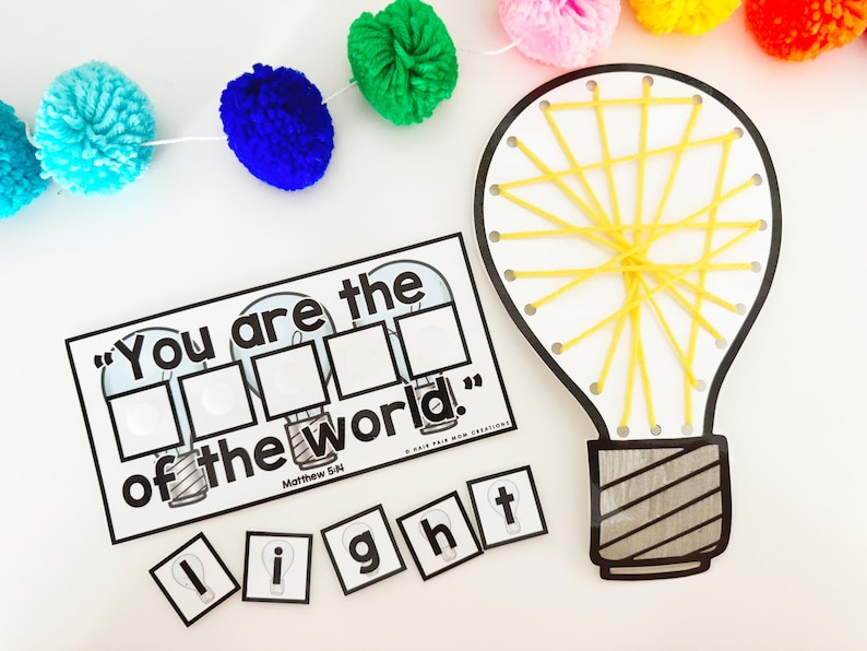 English AND Spanish Bible Verse Activity, Matthew 5:14 - Light of the ...