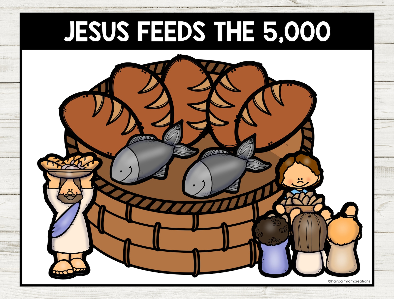 Jesus Feeds 5000 Bible Story Activity, Sunday School Craft, Jesus ...
