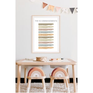 Ten Commandments Poster: Boho Kids Scripture, Sunday School Decor ...