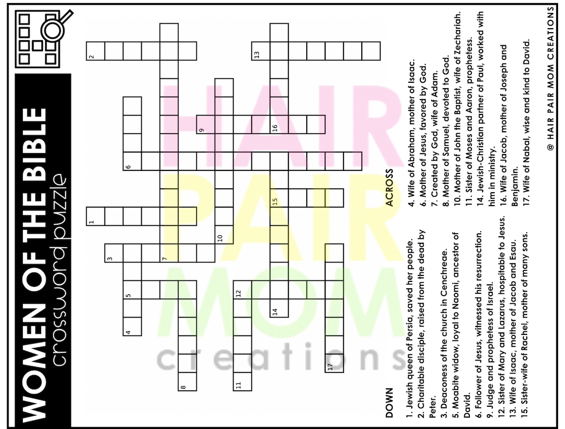 Women of the Bible Crossword Puzzle: Educational Activity (digital ...