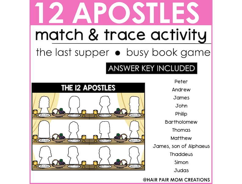 Jesus 12 Disciples Printable, Christian Kids Memory Game, Matthew Bible ...