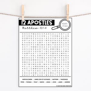 12 Disciples Word Search: Jesus Apostles Activity (digital Printable ...