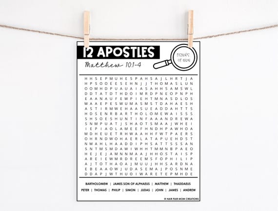 12 Disciples Wordsearch