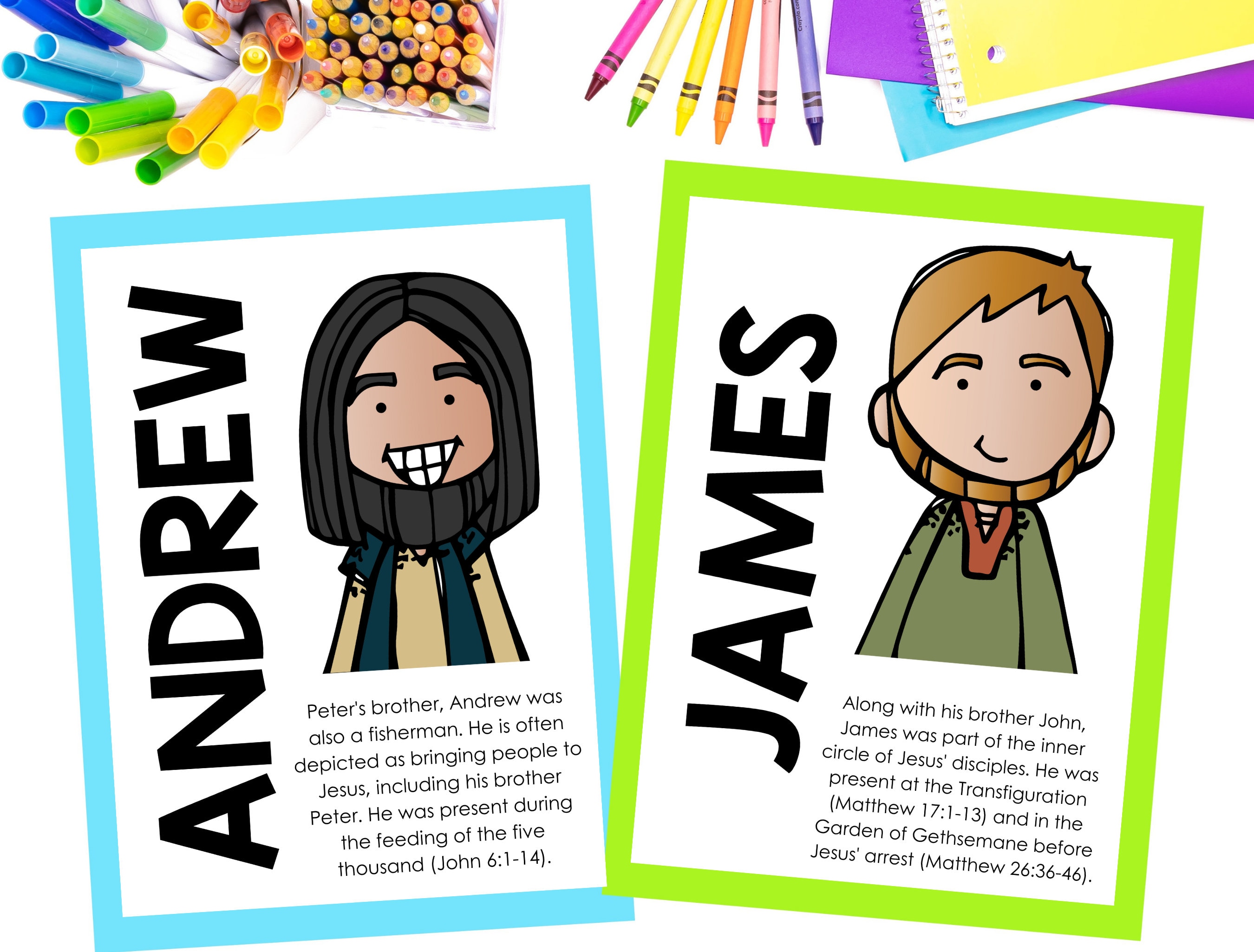 12 Disciples Flashcards: Montessori Learning Cards (digital Download ...