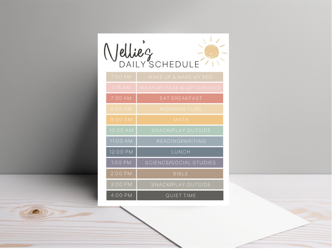 Rainbow Kids Daily Schedule: Editable Homeschool Routine (canva ...