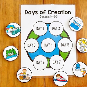 7 Days of Creation Matching Game: Genesis Bible Activity (digital ...
