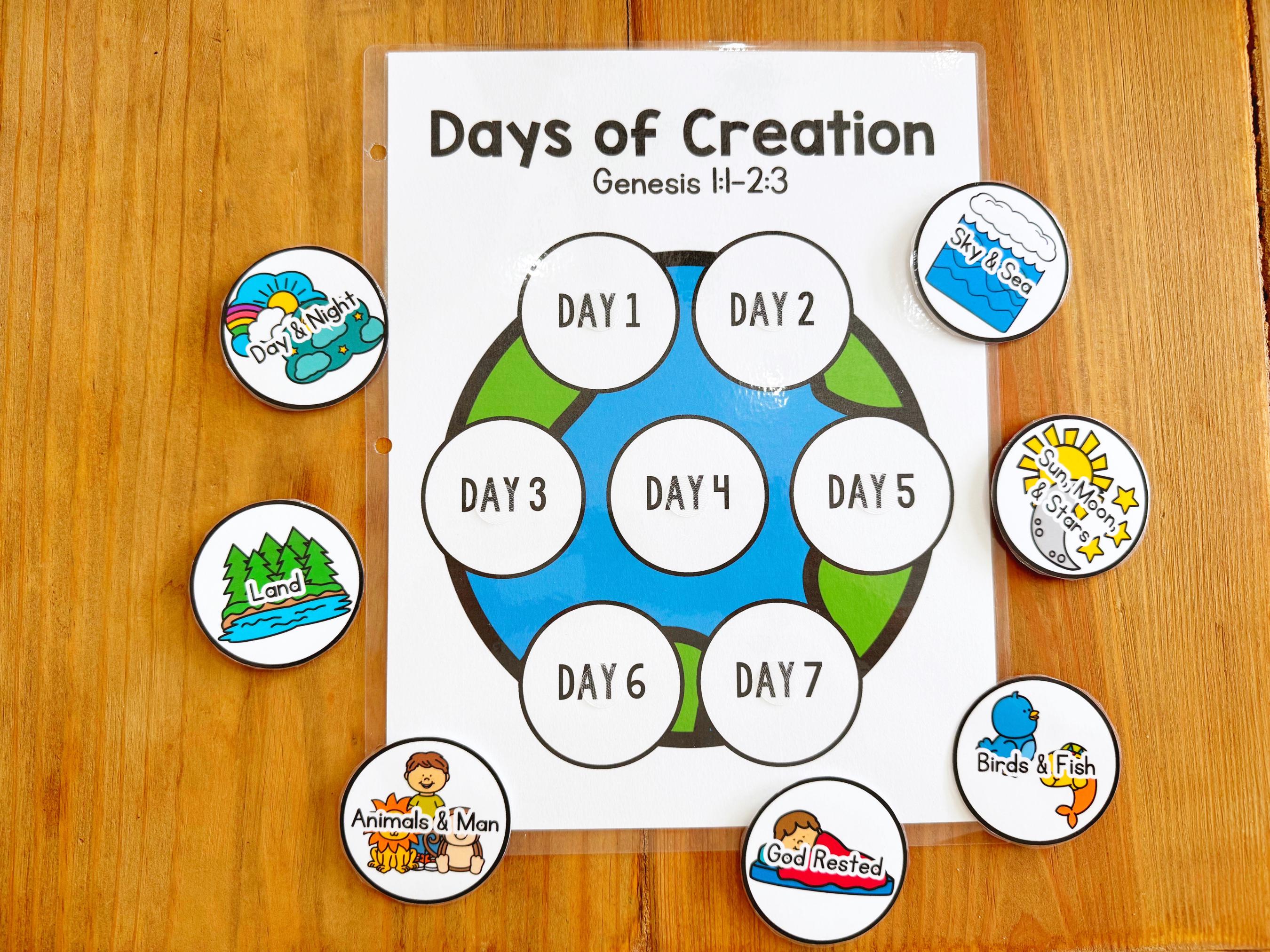 7 Days of Creation Matching Game: Genesis Bible Activity (digital ...