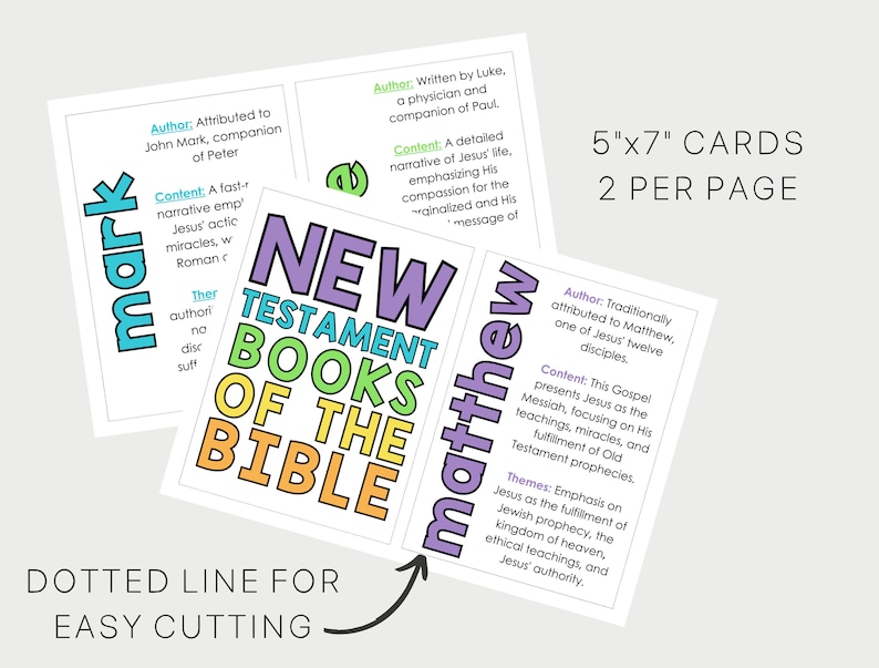 New Testament Flashcards: Rainbow Bible Study Cards (printable) - Etsy