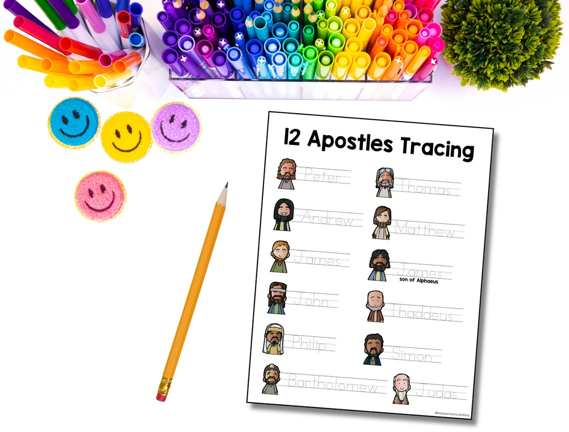12 Disciples Bundle: Flashcards, Coloring Page, Matching Game (digital ...
