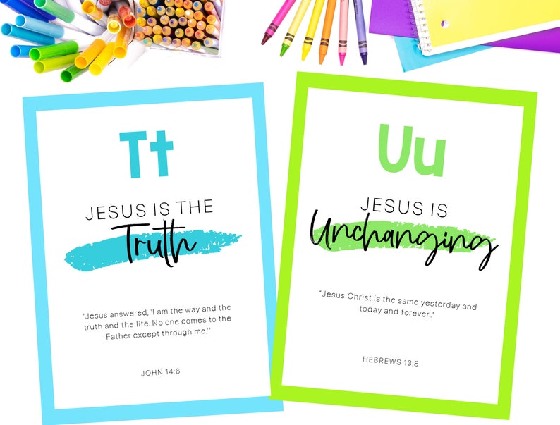 Jesus ABC Scripture Cards: Kids Bible Verse Flashcards (PRINTABLE) - Etsy