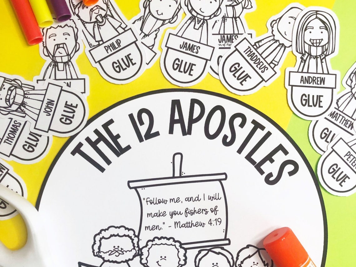 Jesus 12 Disciples Names, Printable 12 Disciples Craft, Fishers of Men ...