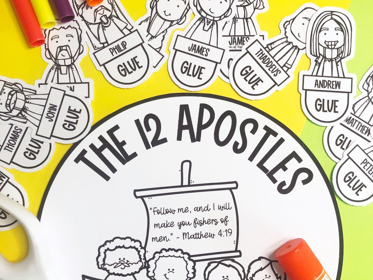 Jesus 12 Disciples Names, Printable 12 Disciples Craft, Fishers of Men ...