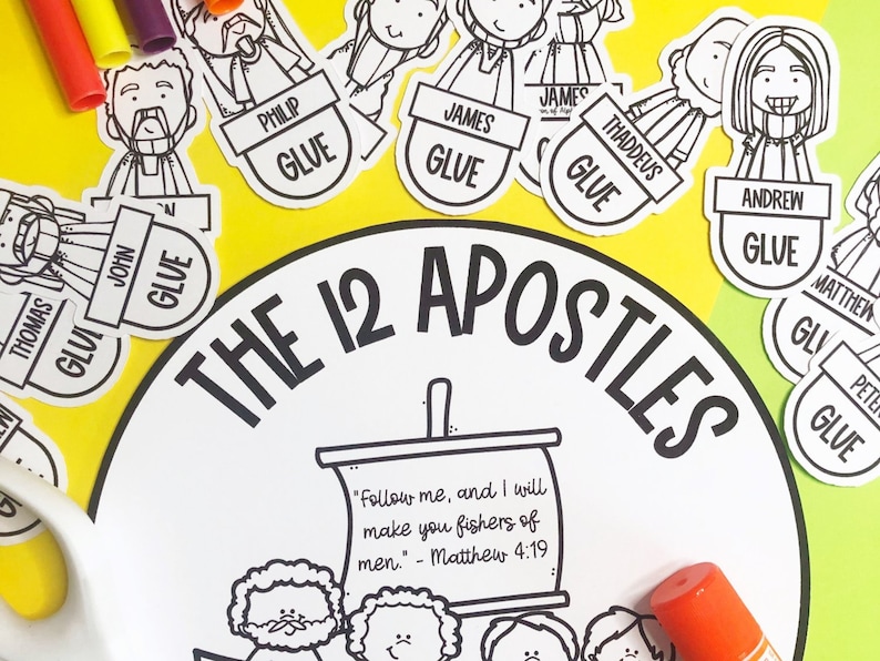 Jesus 12 Disciples Names, Printable 12 Disciples Craft, Fishers of Men ...