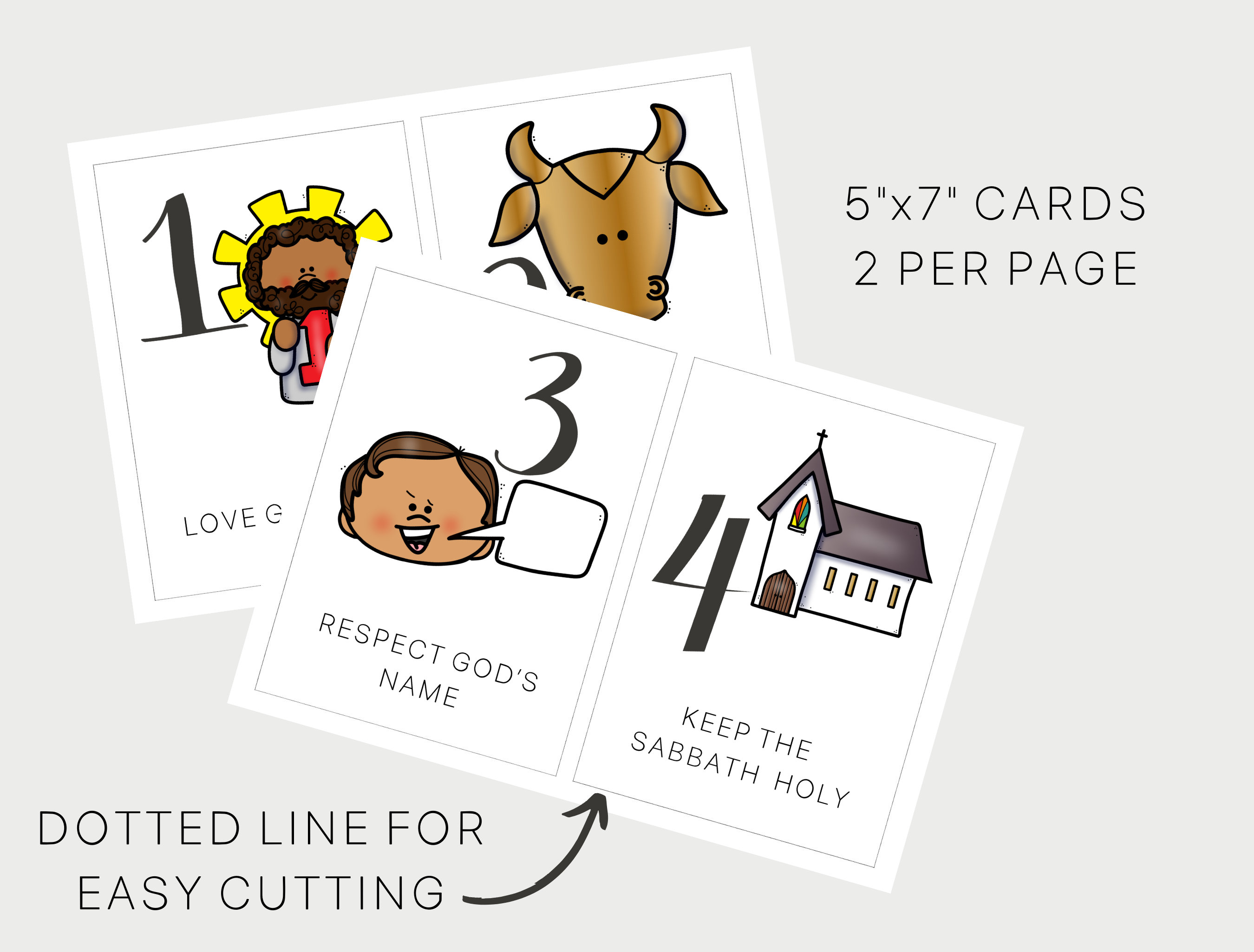 Ten Commandments Flashcards: Montessori Kids Bible Study (PDF) - Etsy