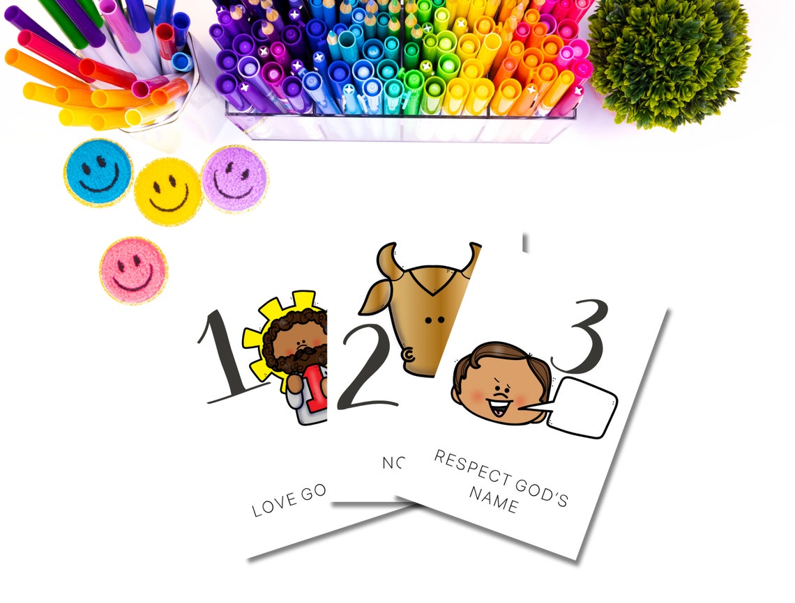 Ten Commandments Flashcards: Montessori Kids Bible Study (PDF) - Etsy