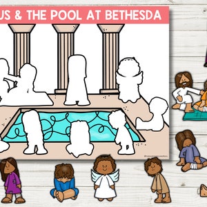Jesus and the Pool at Bethesda Busy Book: Bible Matching Game (digital ...
