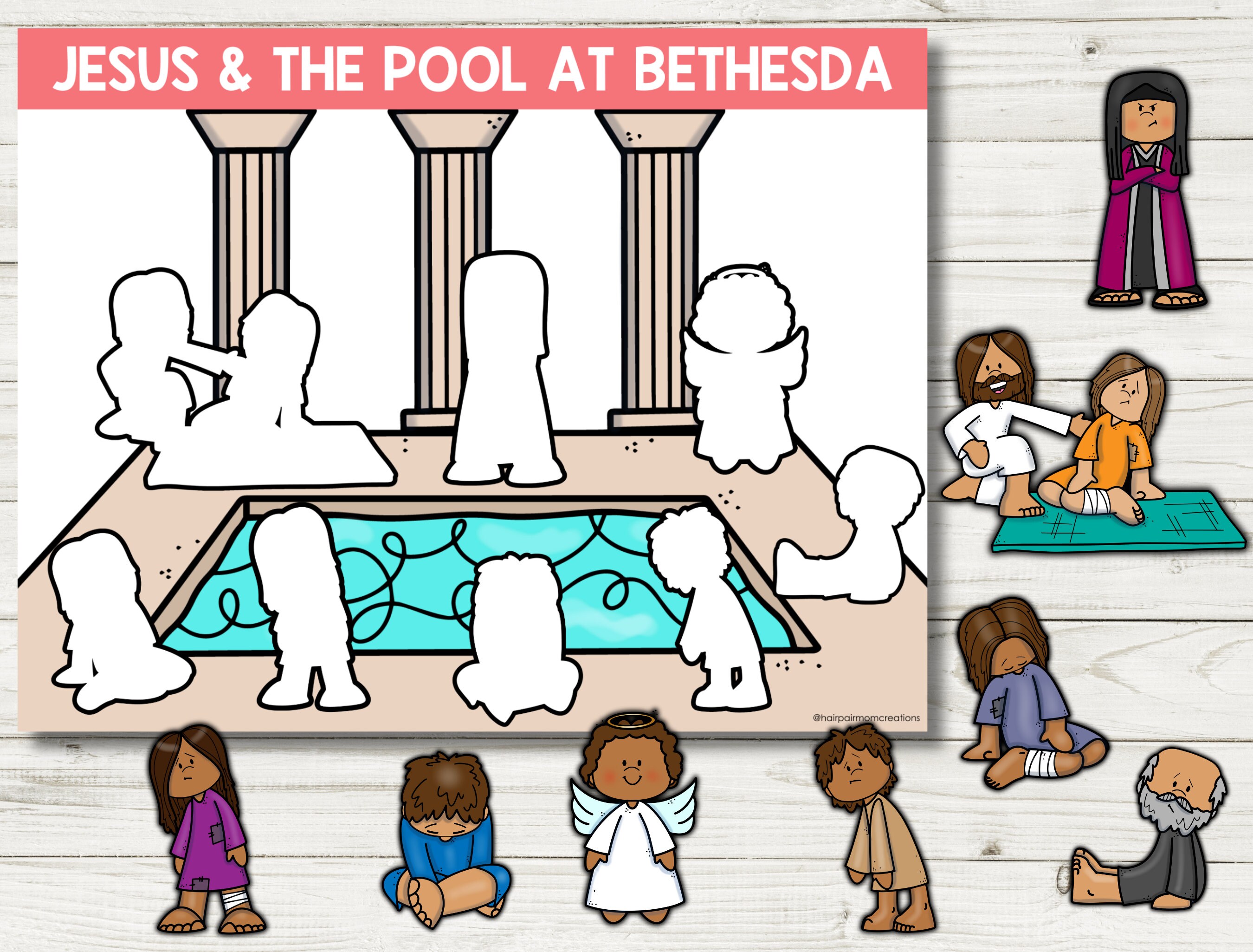 Jesus and the Pool at Bethesda Busy Book: Bible Matching Game (digital ...