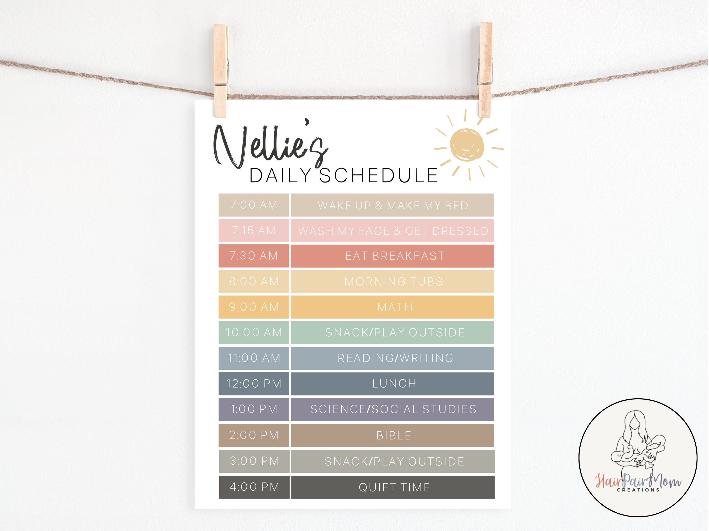 Rainbow Kids Daily Schedule: Editable Homeschool Routine (canva ...