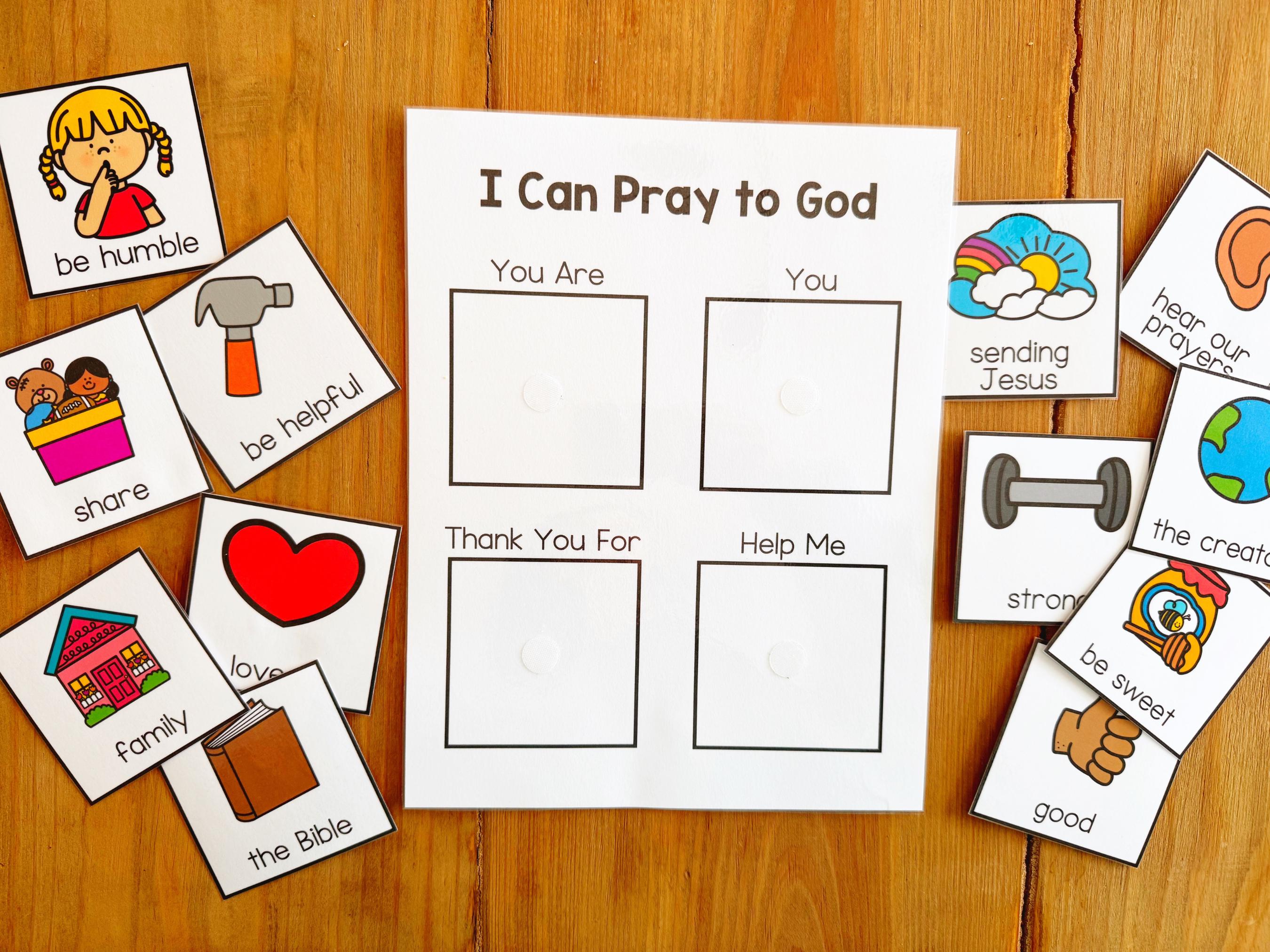 Prayer Cards for Kids, Preschool Prayer Mat, Learning Tool, Sunday ...