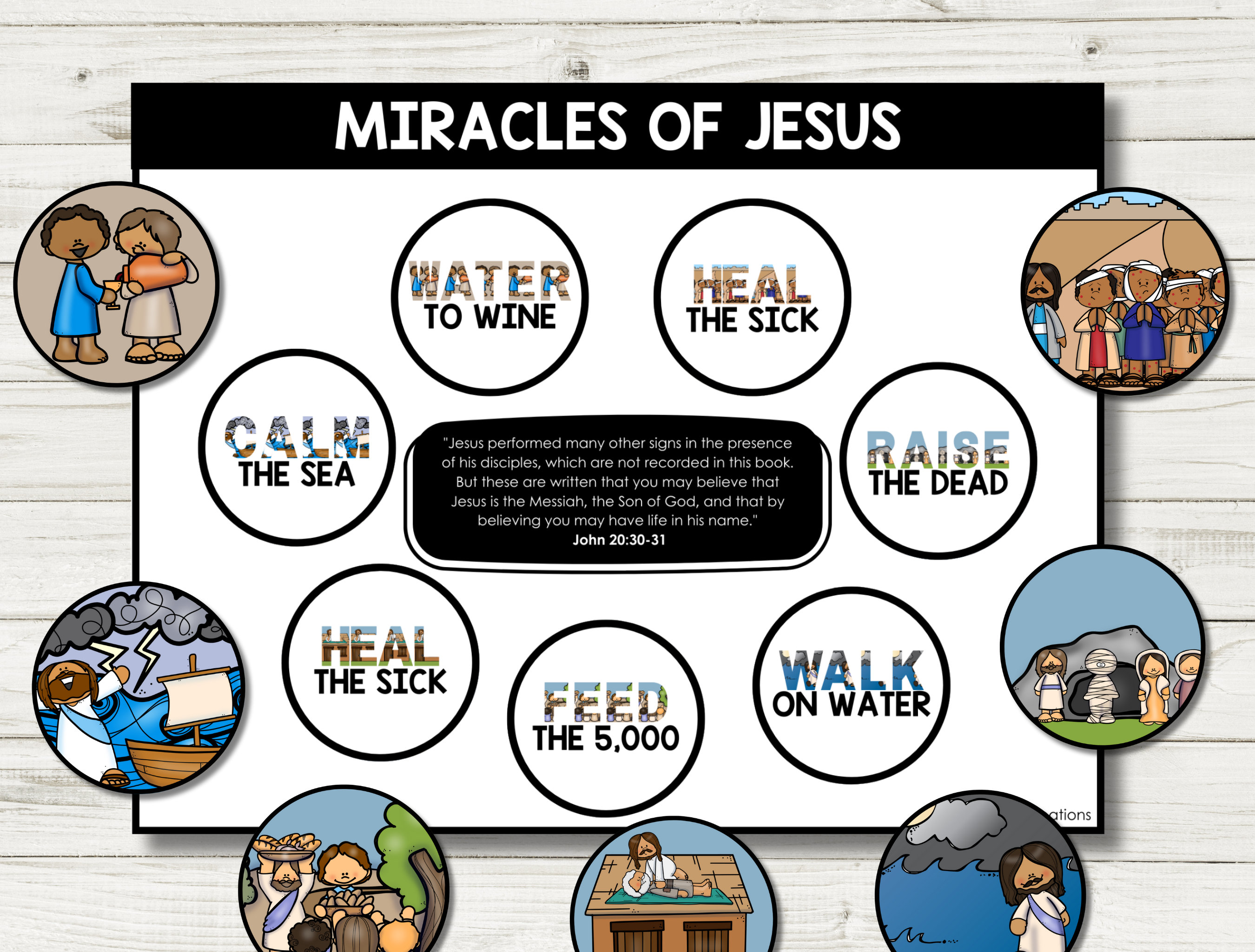 Jesus Miracles Matching Activity, Printable Busy Book, Kids Bible ...