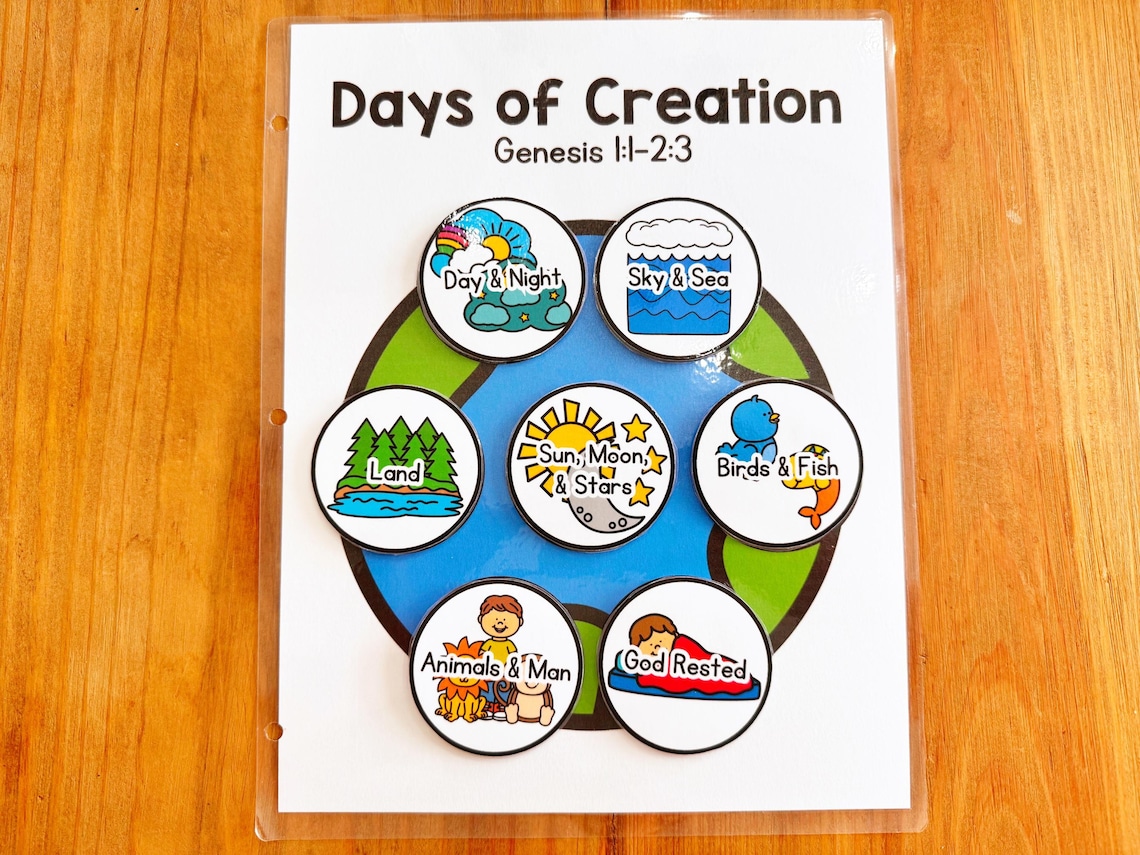 7 Days of Creation Matching Game: Genesis Bible Activity (digital ...