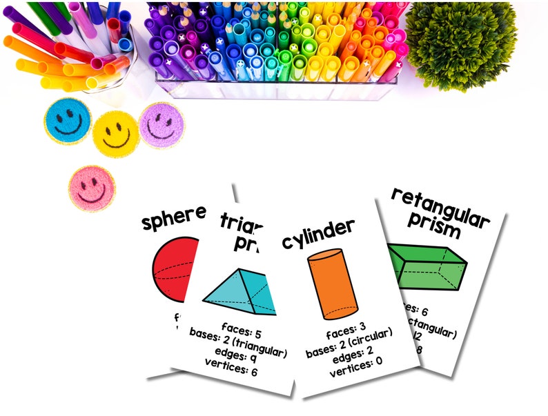 Rainbow 3D Shapes Flash Cards: Montessori Homeschool Printable (digital ...