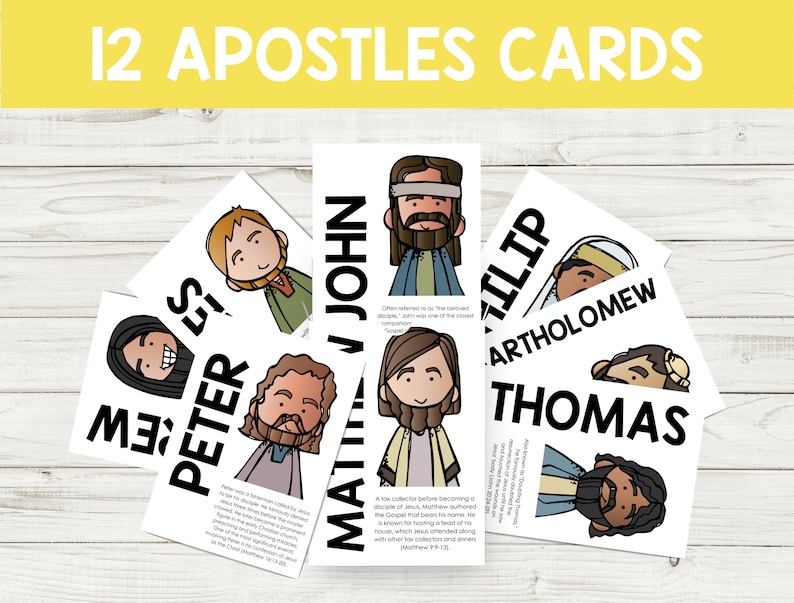 Jesus 12 Disciples Names, Printable 12 Disciples Flashcards, 12 ...