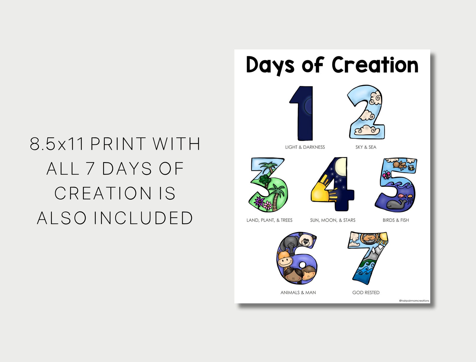 7 Days of Creation Flashcards: Montessori Bible Learning (digital ...