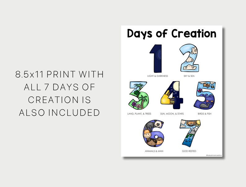 7 Days of Creation Flashcards: Montessori Bible Learning (digital ...