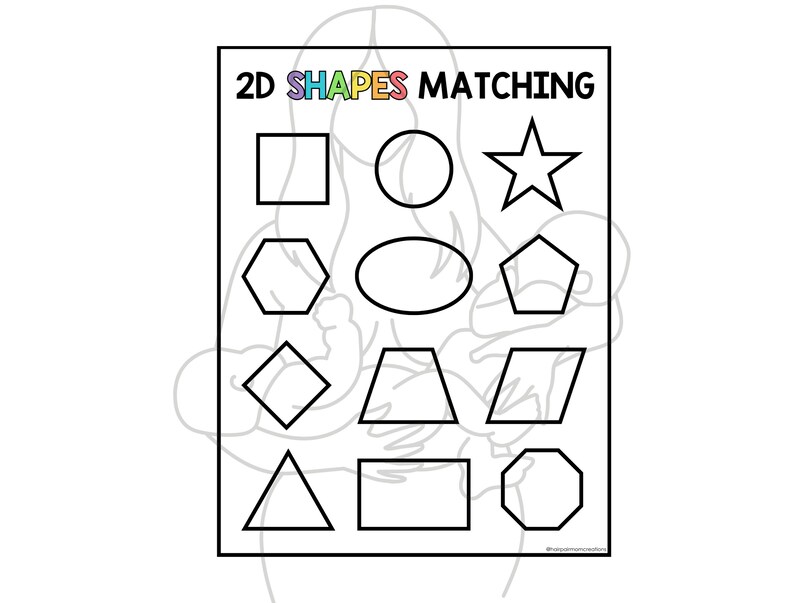 2d Shapes Printable Matching Game, 2D Dimensional Shape Match ...