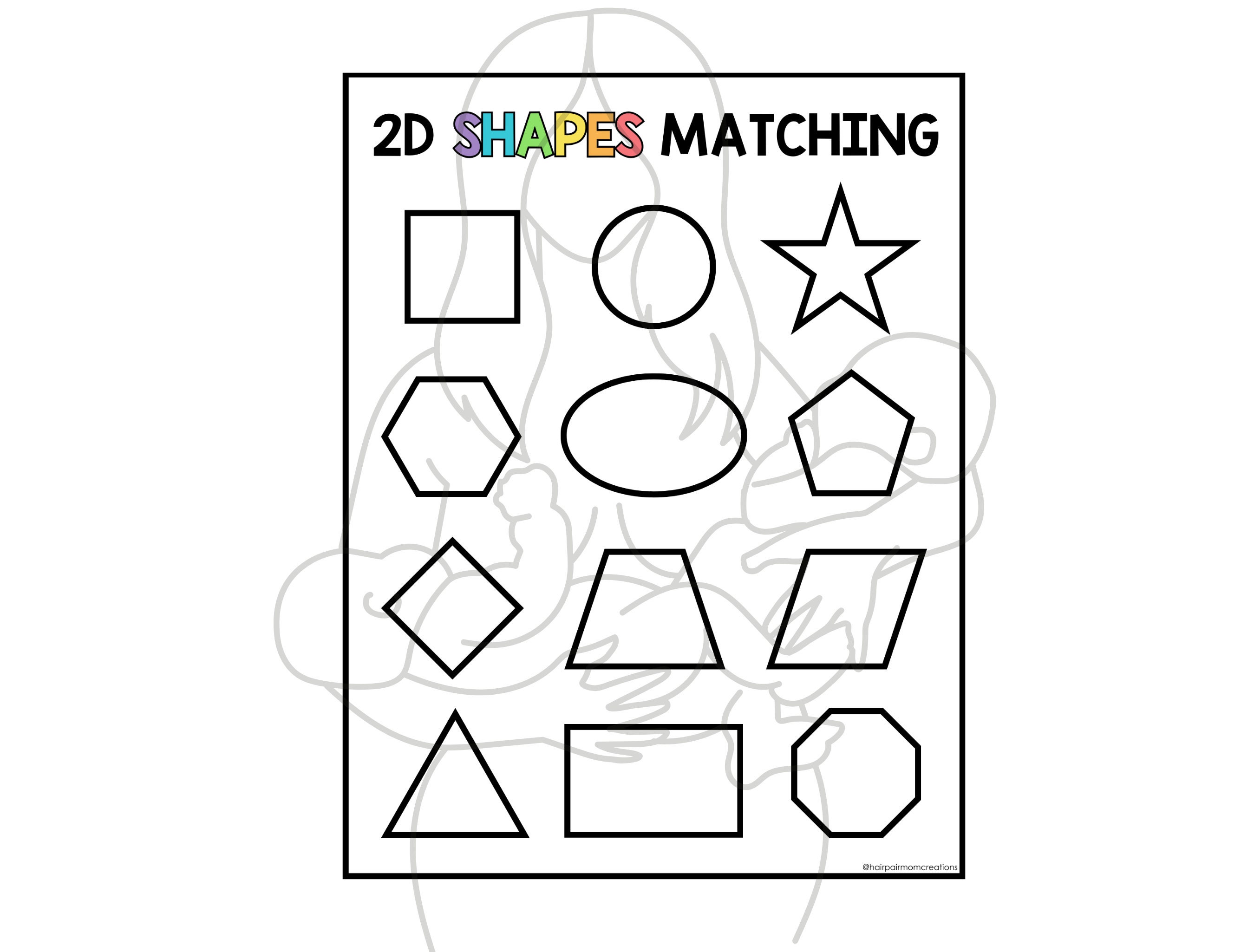 2d Shapes Printable Matching Game, 2D Dimensional Shape Match ...