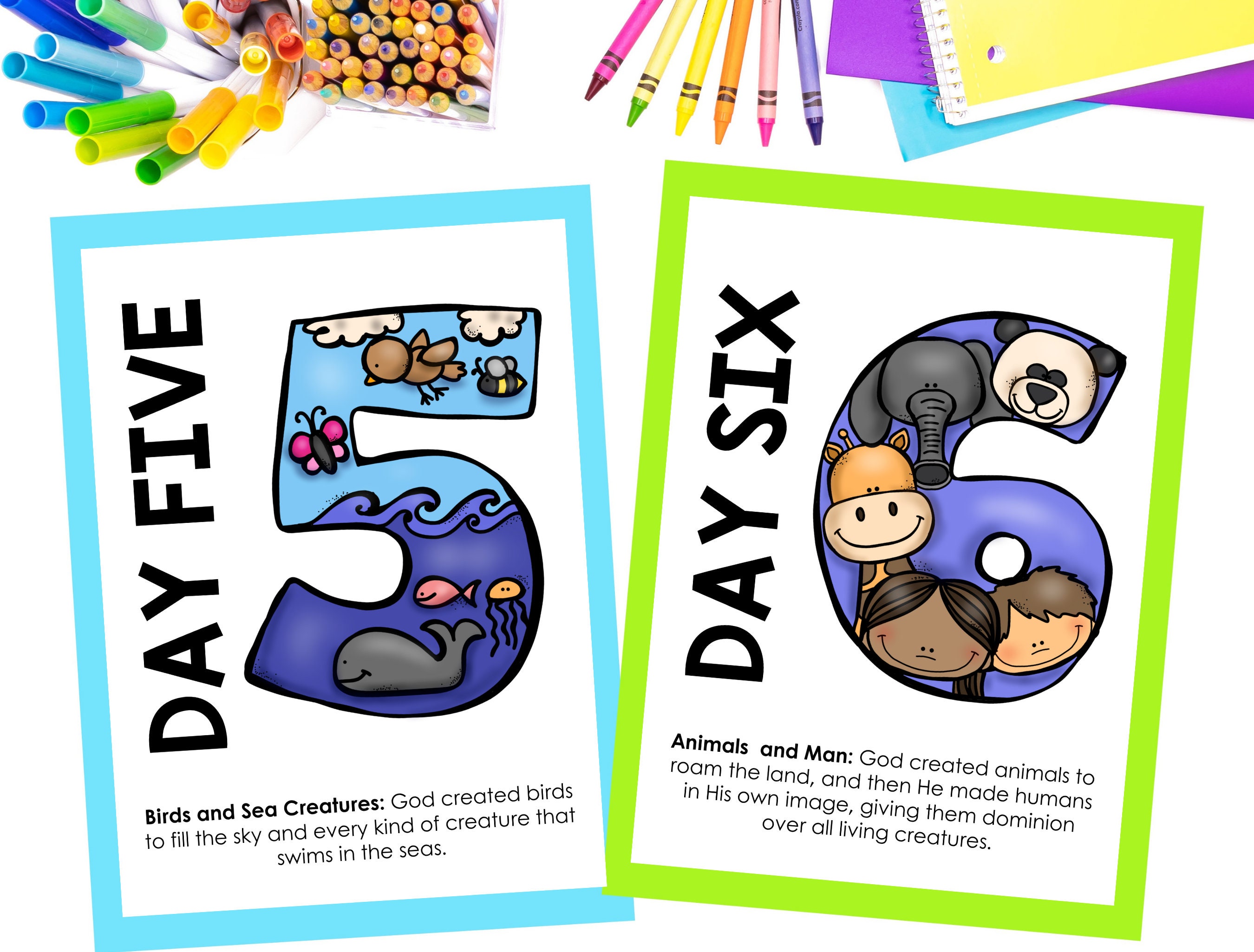 7 Days of Creation Flashcards, Genesis, Bible Study for Kids, Homeschool Activities, Sunday ...