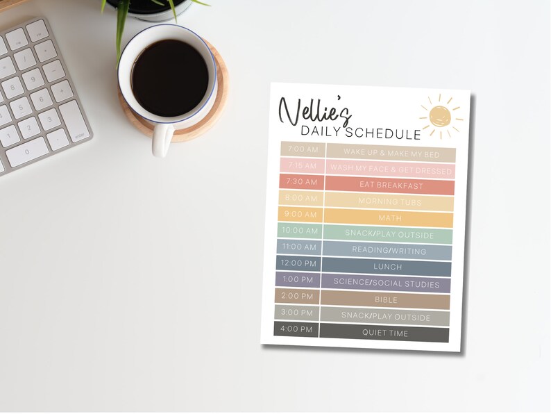 Rainbow Kids Daily Schedule: Editable Homeschool Routine (canva ...
