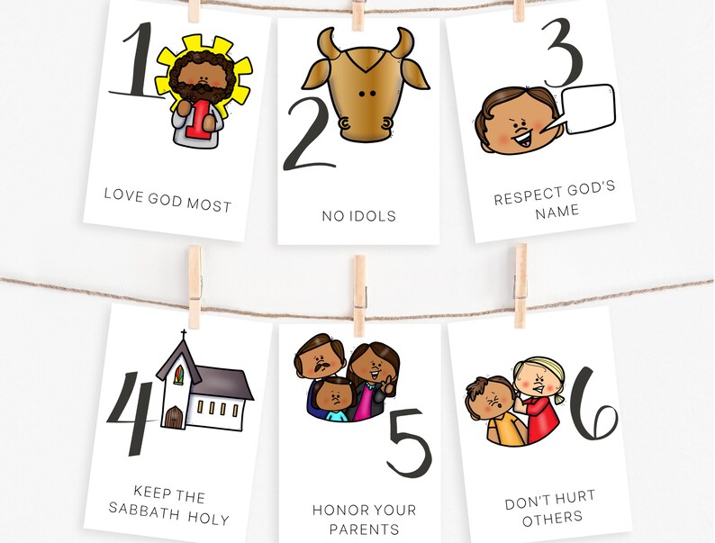 Ten Commandments Flashcards: Montessori Kids Bible Study (PDF) - Etsy