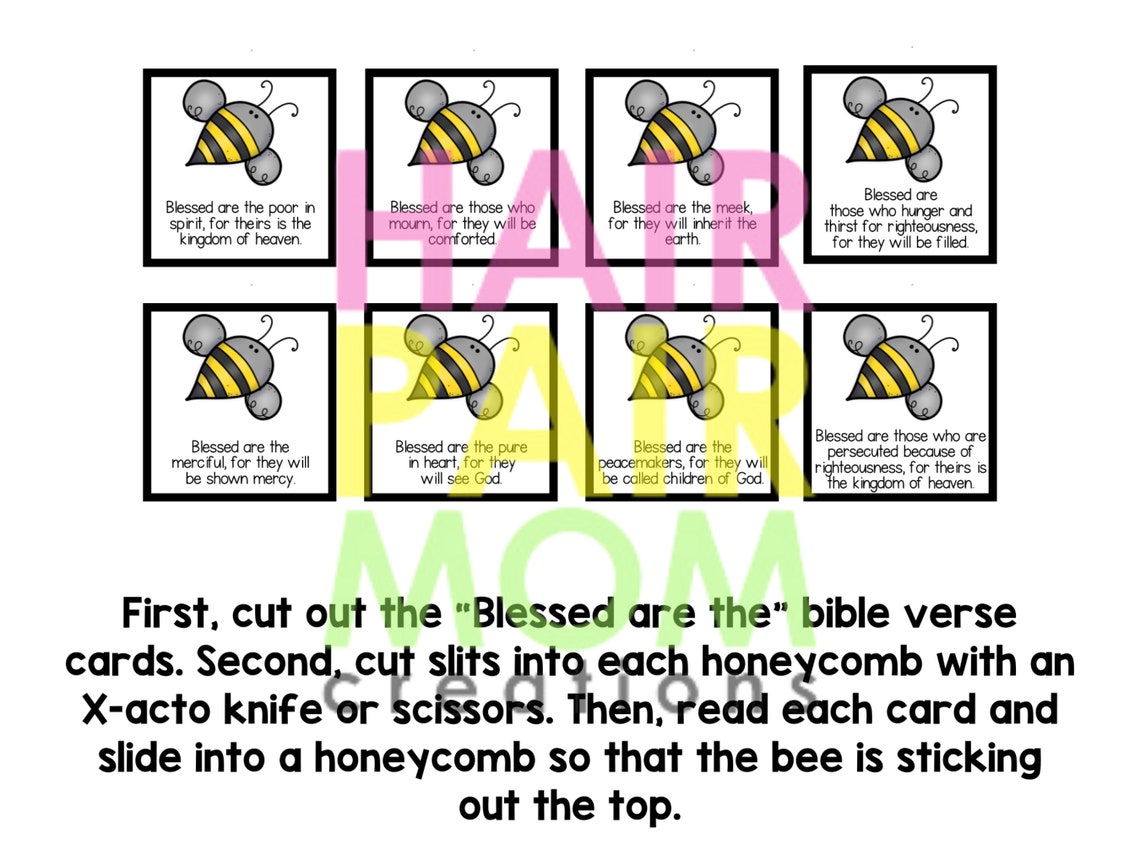 Beatitudes Bee Activity: Printable Bible Verse Game (digital Download ...