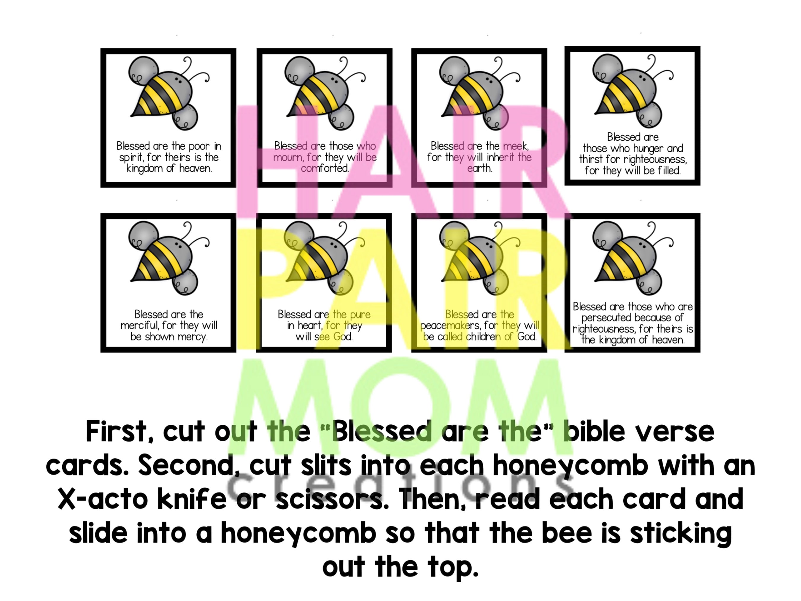 Beatitudes Bee Activity: Printable Bible Verse Game (digital Download ...