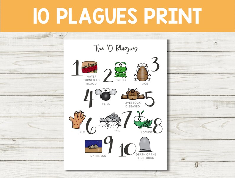 Bible Activity Bundle, Ten Plagues Matching Game, Flashcard, 3-part ...