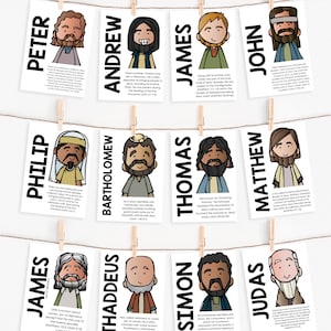 12 Disciples Bundle: Flashcards, Coloring Page, Matching Game (digital ...