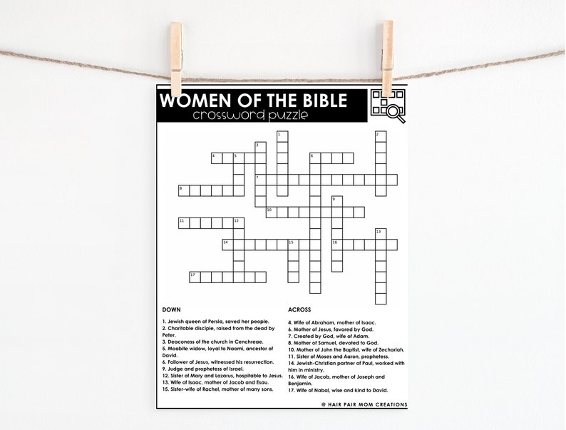 Women of the Bible Crossword Puzzle: Educational Activity (digital ...