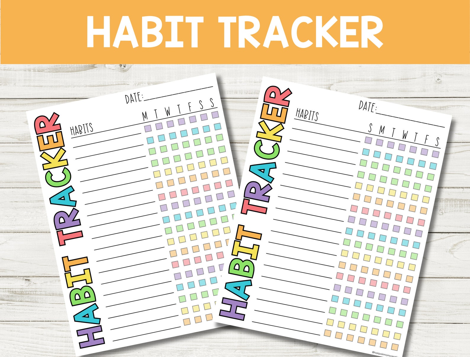 Rainbow Daily Habit Tracker Printable, Everyday Habit Tracker, Instant ...
