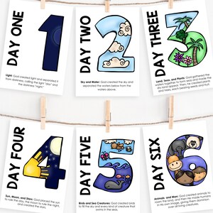 7 Days of Creation Flashcards, Genesis, Bible Study for Kids, Homeschool Activities, Sunday ...