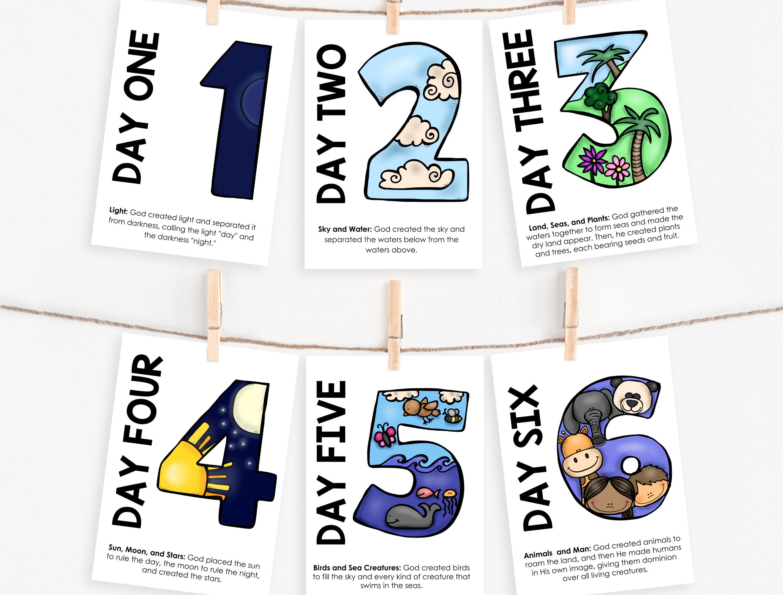 7 Days of Creation Flashcards, Genesis, Bible Study for Kids ...