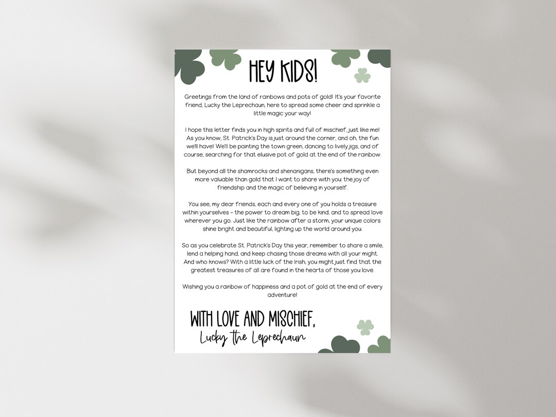 EDITABLE Leprechaun Letter Leprechaun Letter Shamrock Irish Trap ...