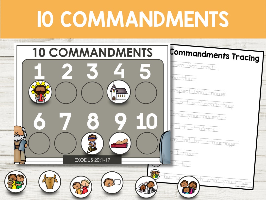 Ten Commandments Printable Memory Game, Kids Activity, Bible Verse ...