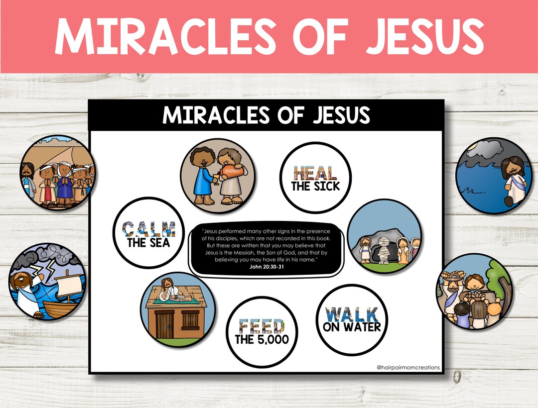 Jesus Miracles Matching Activity, Printable Busy Book, Kids Bible ...