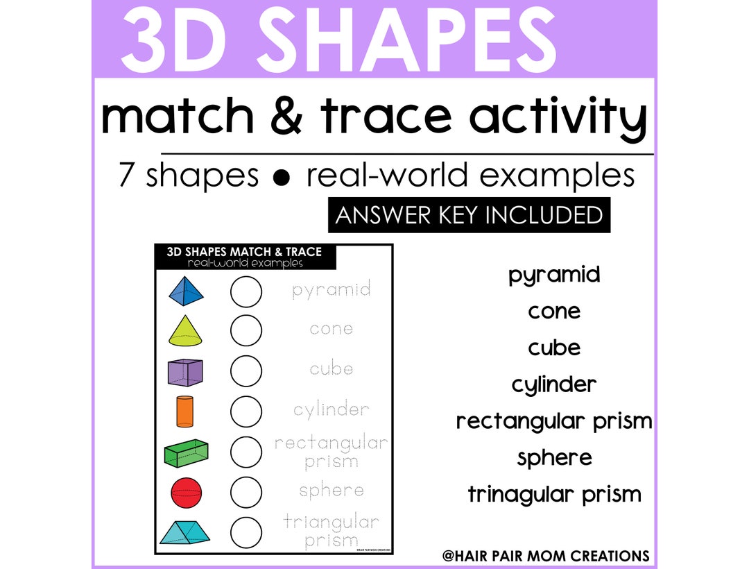 3D Shapes Matching Game: Preschool Learning Activity (digital Download ...
